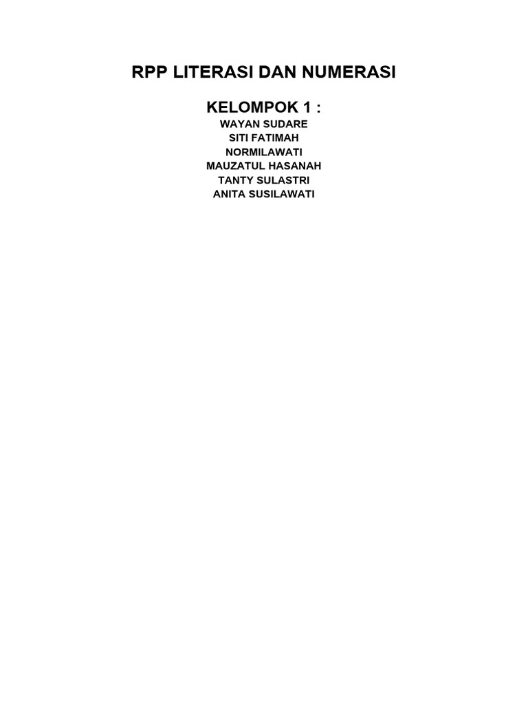 RPP Literasi Numerasi KELOMPOK 1 - A | PDF