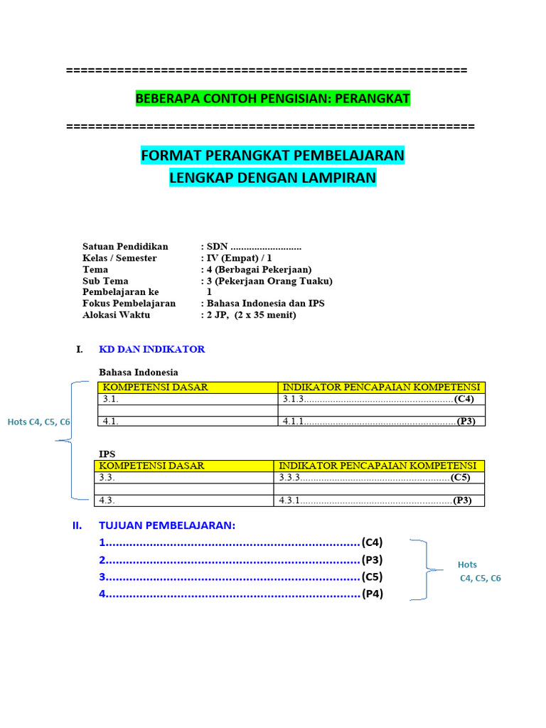 Contoh Penyusunan RPP | PDF