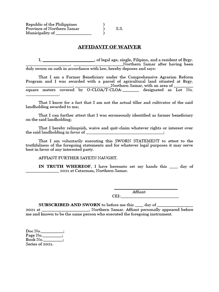 Affidavit Waiver (FB) | PDF