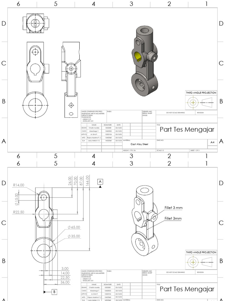 Cast Alloy Steel Part Drawing | PDF