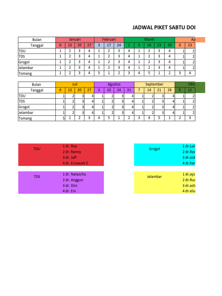 Jadwal Piket Sabtu 2024 | PDF