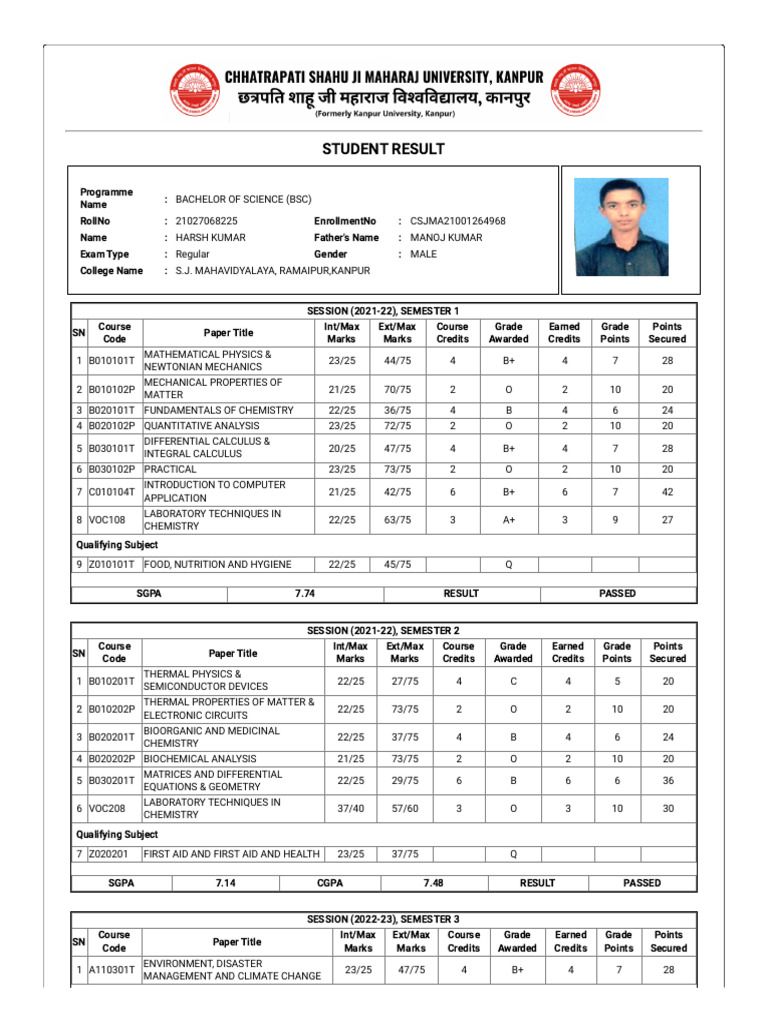 Harsh BSC Result | PDF
