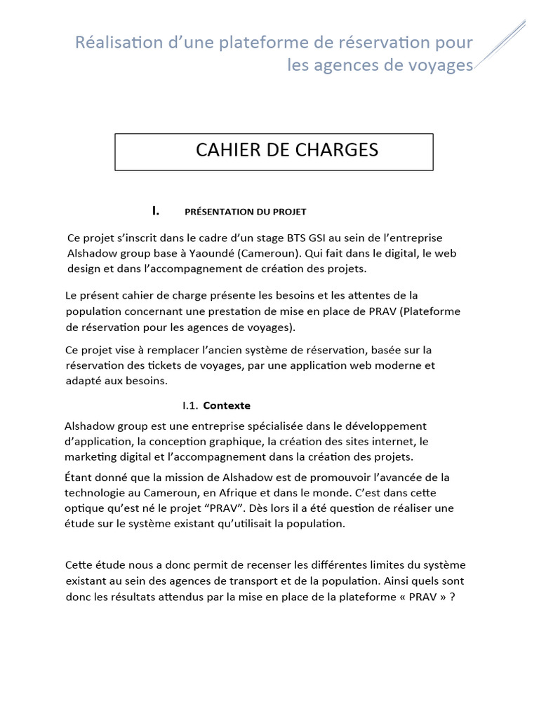 Cahier de Charge | PDF | Finance et gestion monétaire