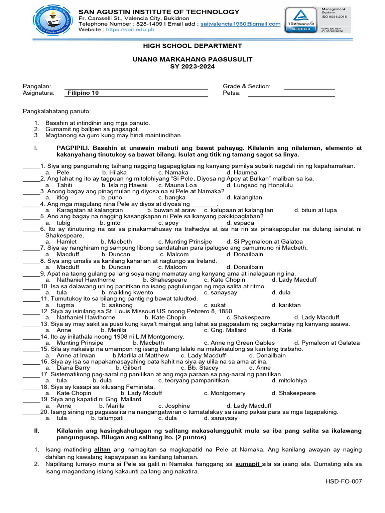 GRADE 10 2nd Q | PDF