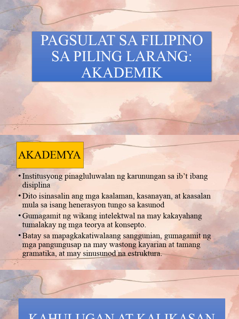 Pagsulat Sa Filipino Sa Piling Larang | PDF