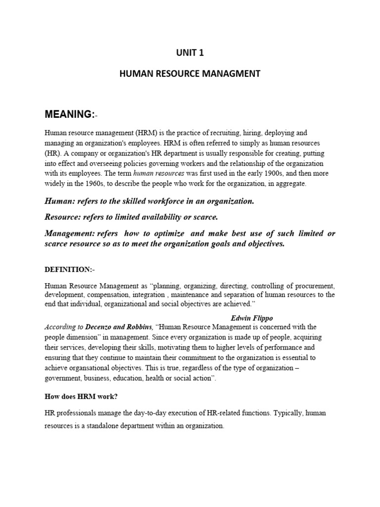 HRM NOTES SEM 3RD (1) | PDF