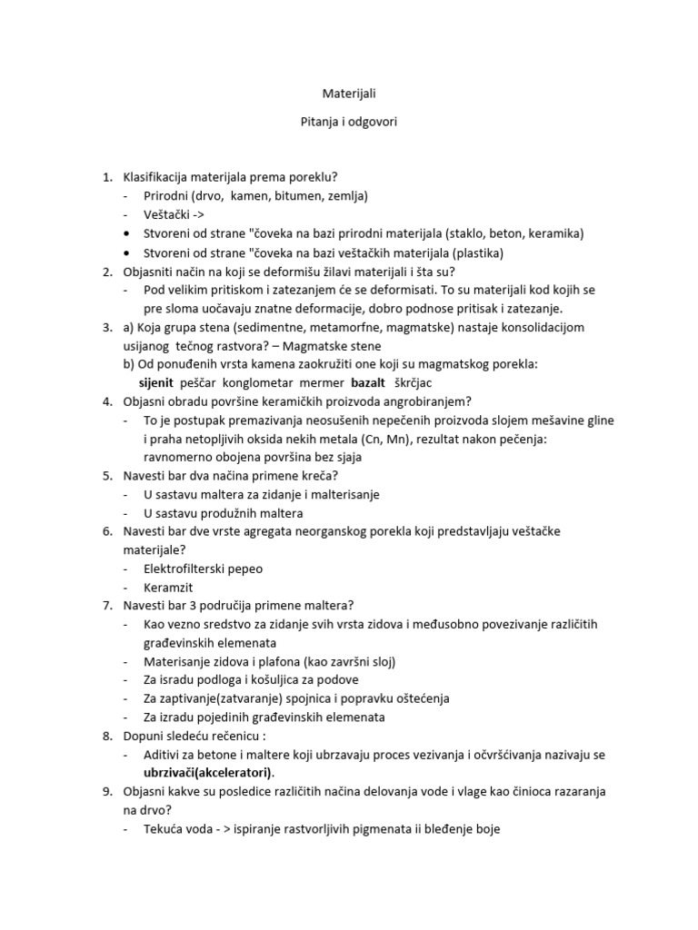 Materijali Skripte Sa Pitanjima | PDF
