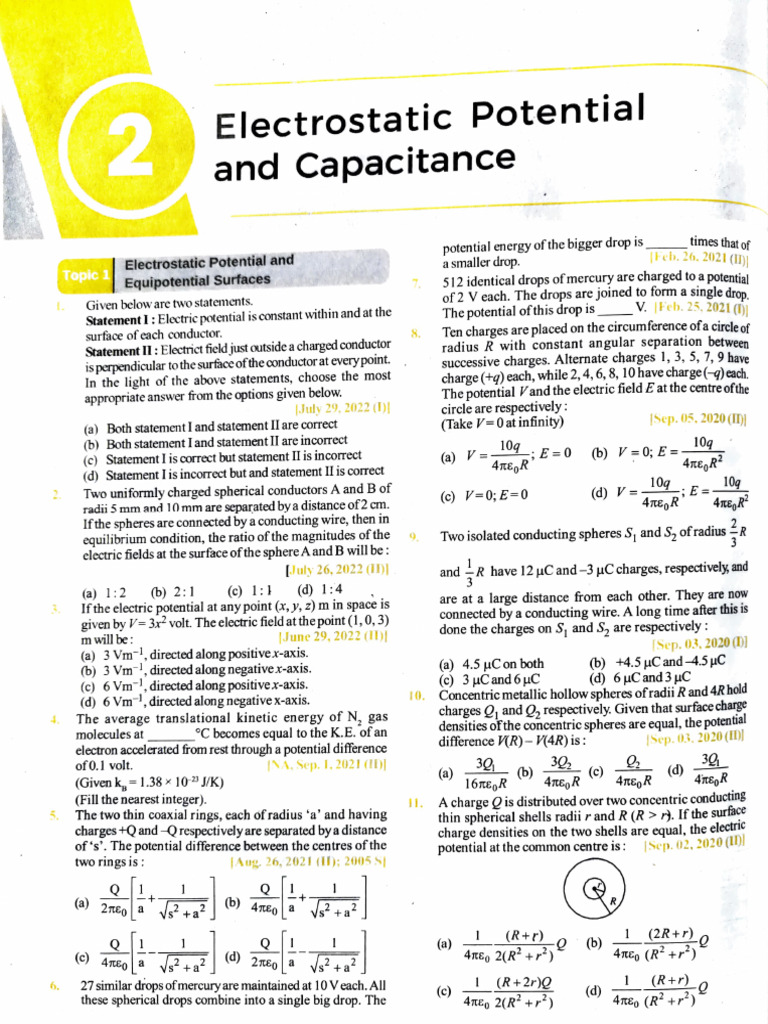 Capacitor PYQ | PDF | Capacitor | Capacitance