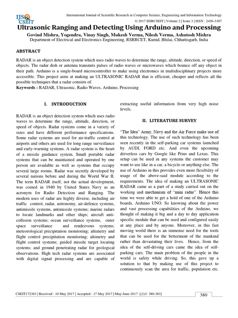 Ultrasonic Ranging and Detecting Using A | PDF | Radar | Servomechanism