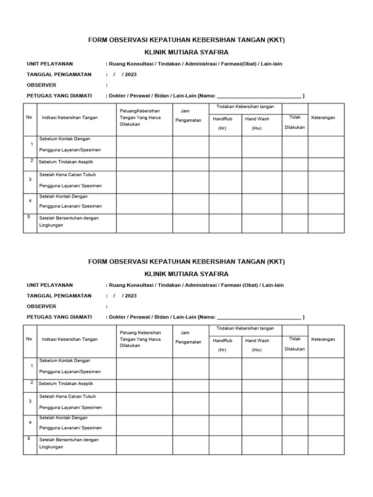 Form KKT Apd Klinik Mutiara Syafira | PDF