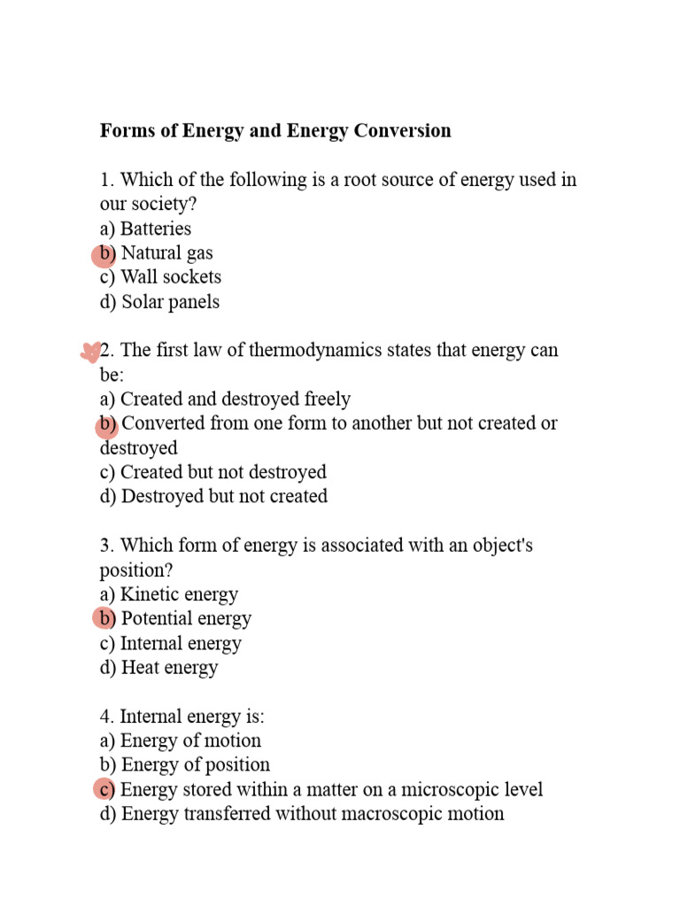 CH 1 MCQ Questions - Students | PDF | Potential Energy | Force