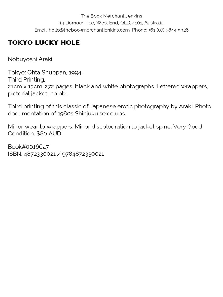 Tokyo Lucky Hole | PDF