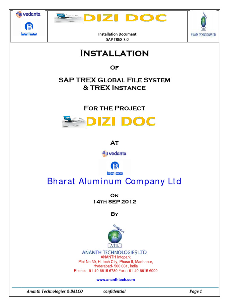 Balco TREX Server Installation PRD | PDF