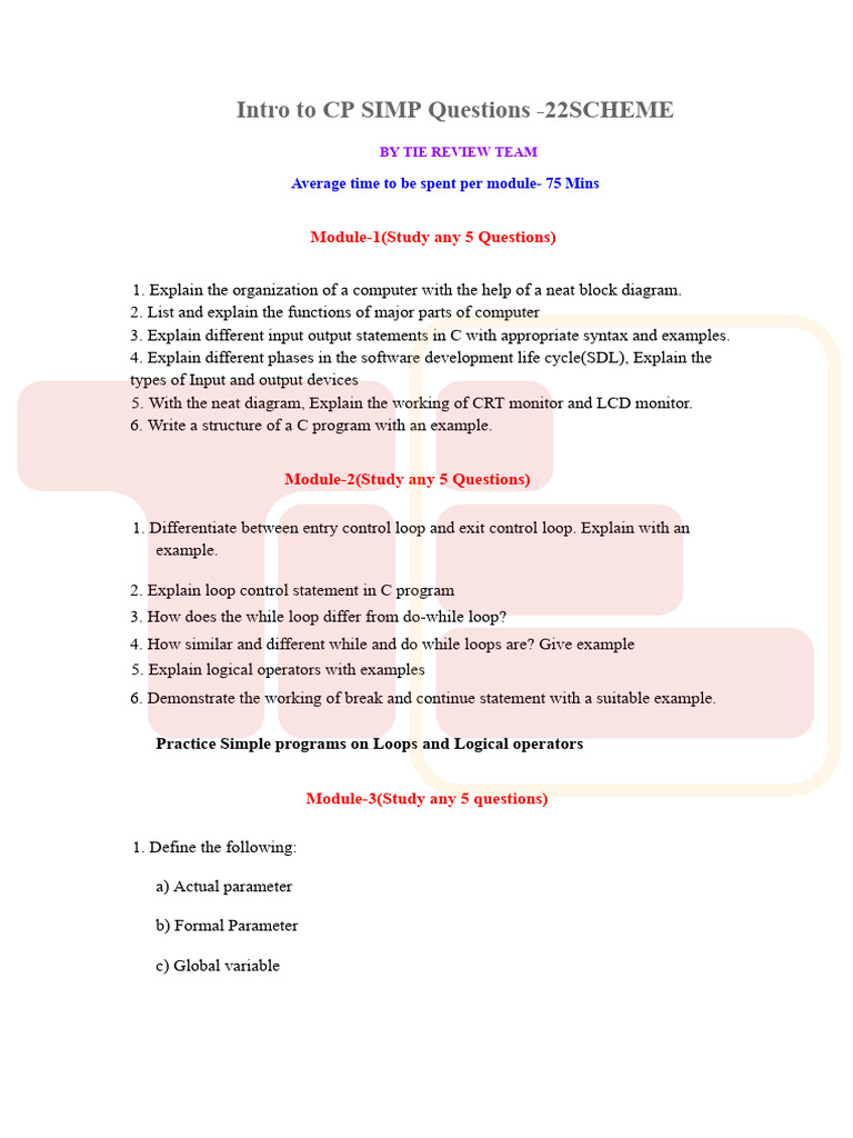 Intro To C programming-SIMP-2023 | PDF