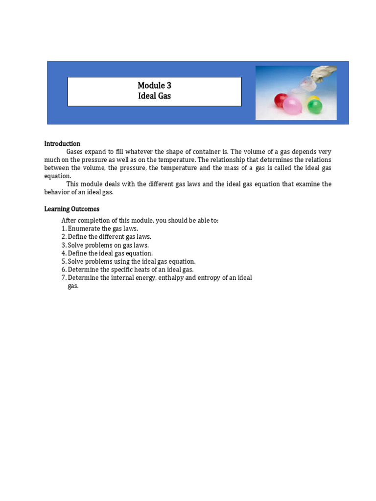 Module 3 (Lesson 1 and 2) | PDF | Gases | Mole (Unit)