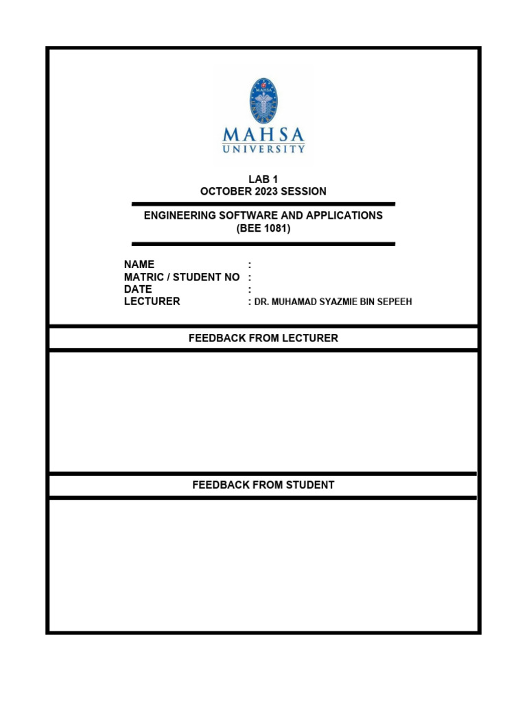 Lab Sheet 1 | PDF Lab Sheet 1 | PDF