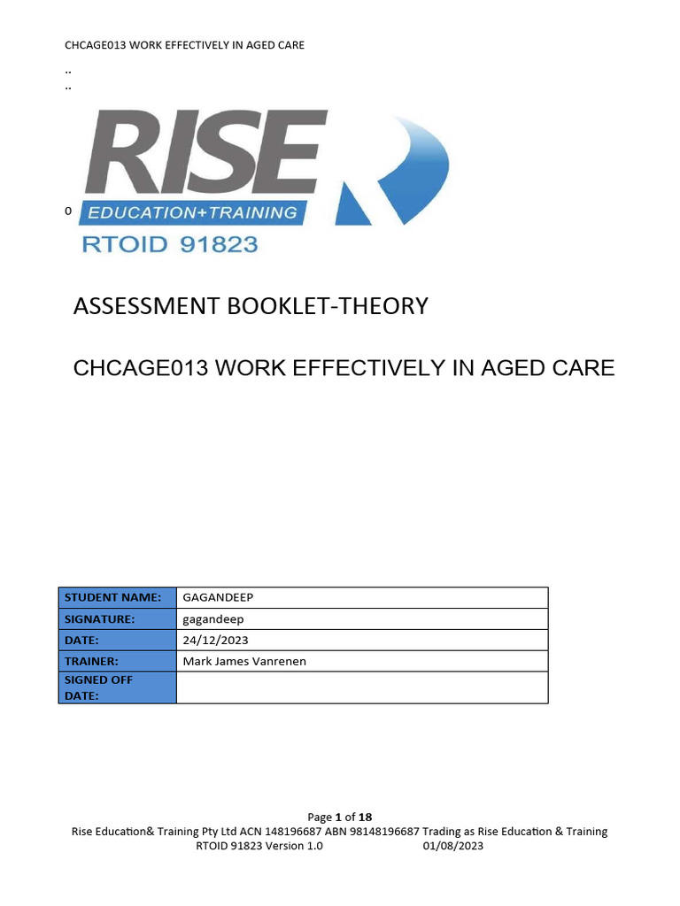 CHCAGE013 Student theory booklet v1.0.v1.0 | PDF