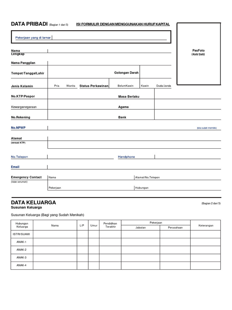 Employee Application Form - Nama Kandidat | PDF