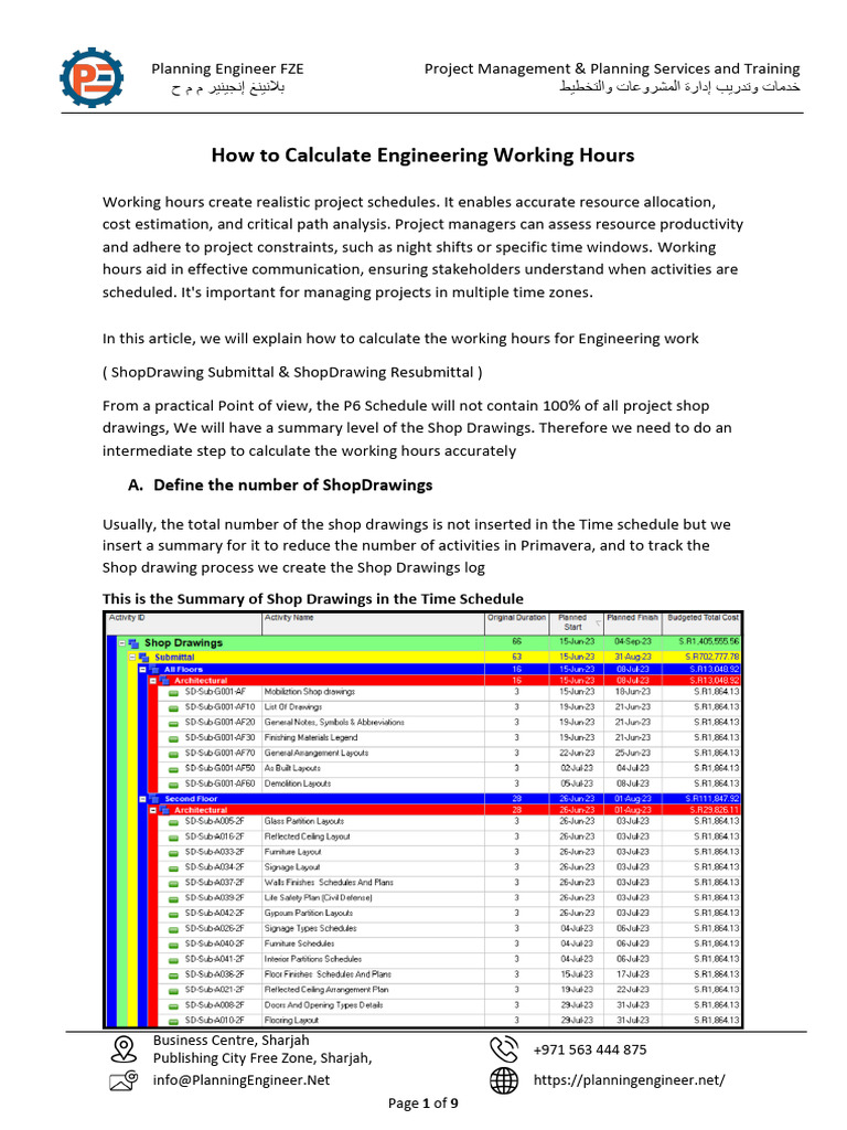 How To Calculate Engineering Working Hours | PDF