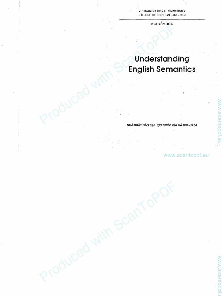 Understanding English Semantics | PDF