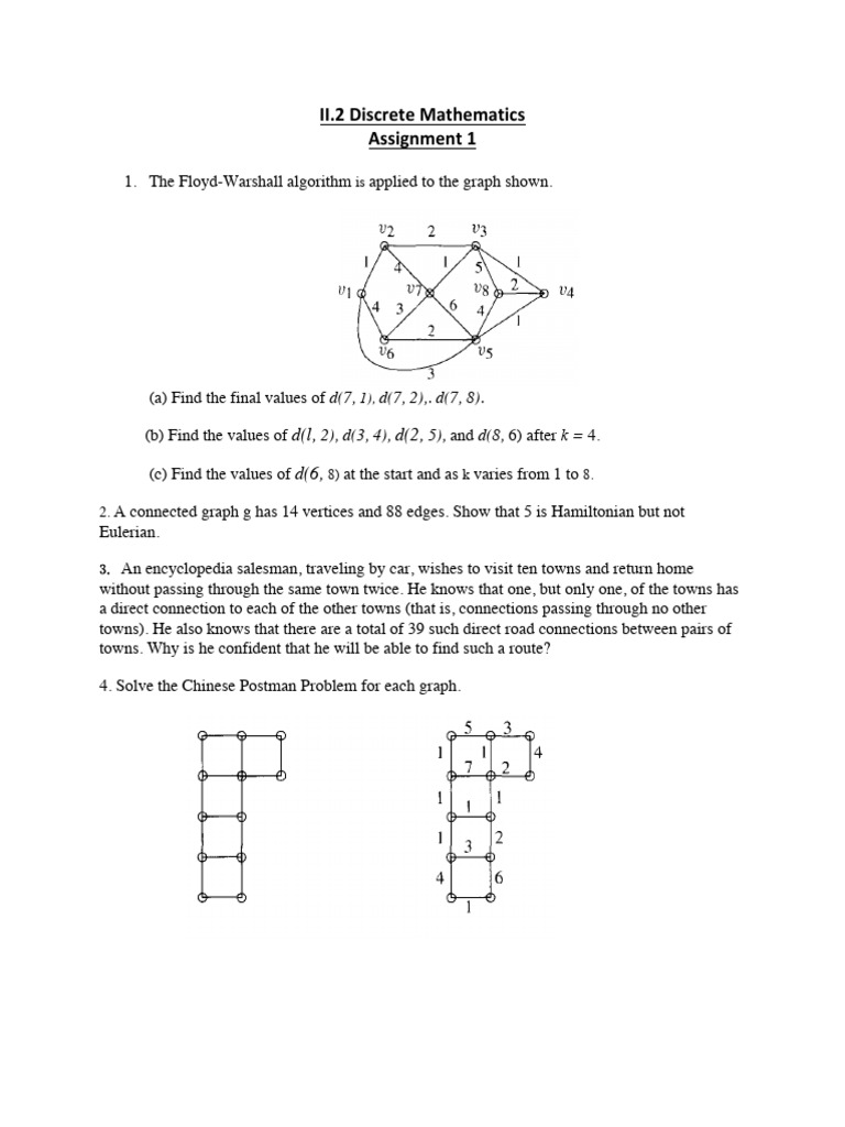 Discrete Math Assignment: Graph Algorithms | PDF