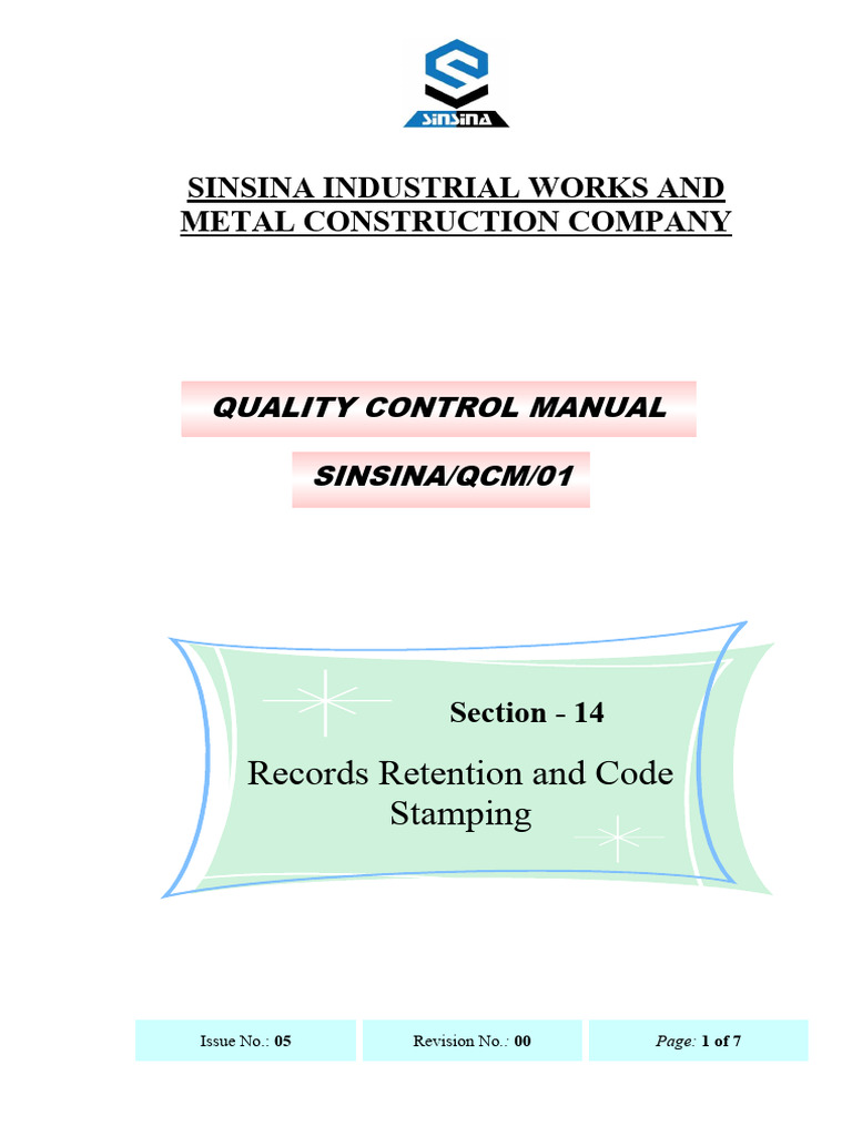 14-Retention of Records & Code Stamping | PDF