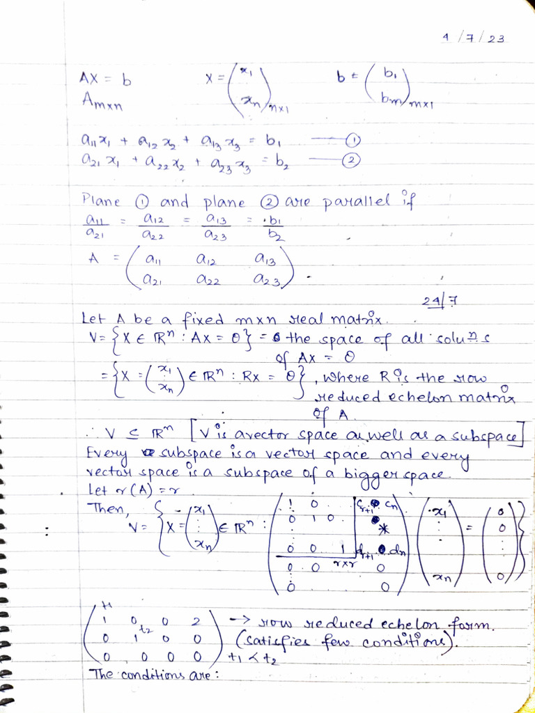 Linear Algebra Sem 3 Notes | PDF