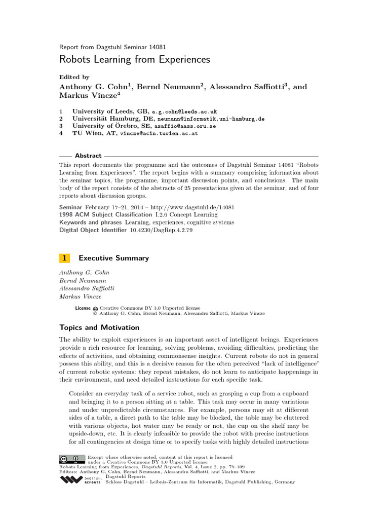 Robots Learning From Experiences | PDF | Computers