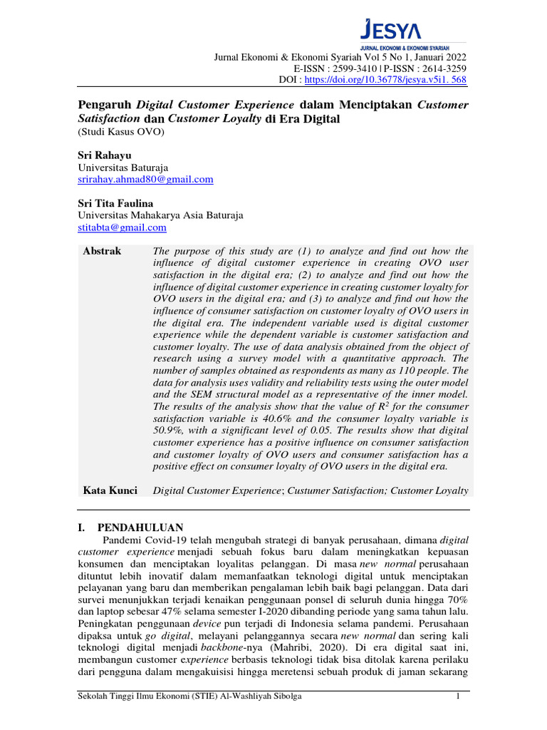 Pengaruh Digital Customer Experience Dalam Menciptakan Customer | PDF