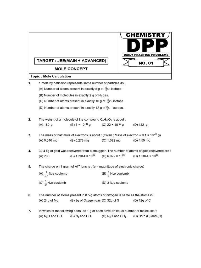 DPP 1 Mole | PDF
