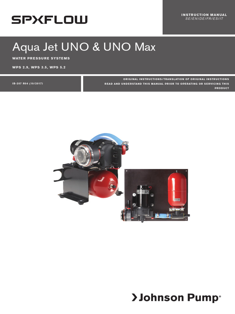 A57804 JOHNSON PUMP Notice Aqua Jet Uno Et Uno Max Pompe Complete Eau Bateau Et Camping Car | PDF