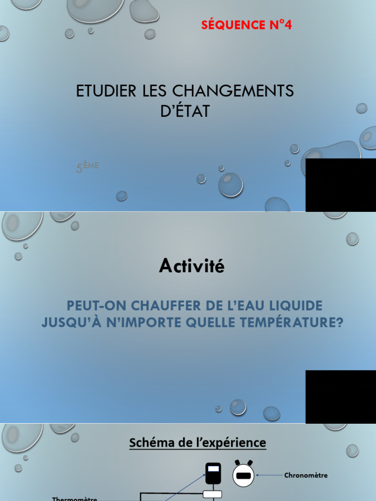 Séquence N°4 Etudier Les Changements D'état (5ème) | PDF