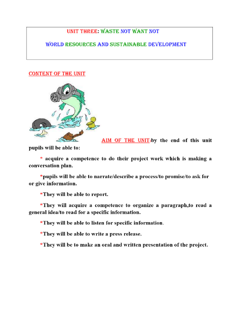 Unit 3 Waste Not Want Not 2as | PDF