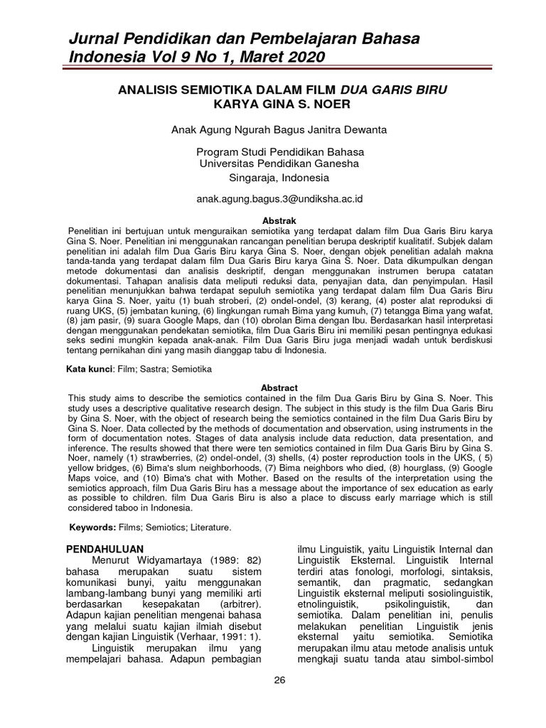 Semiotika dalam Film Dua Garis Biru | PDF | Ilmu Sosial | Seni ...