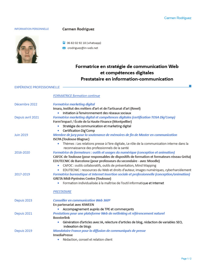 CV Formatrice Carmen Rodriguez | PDF