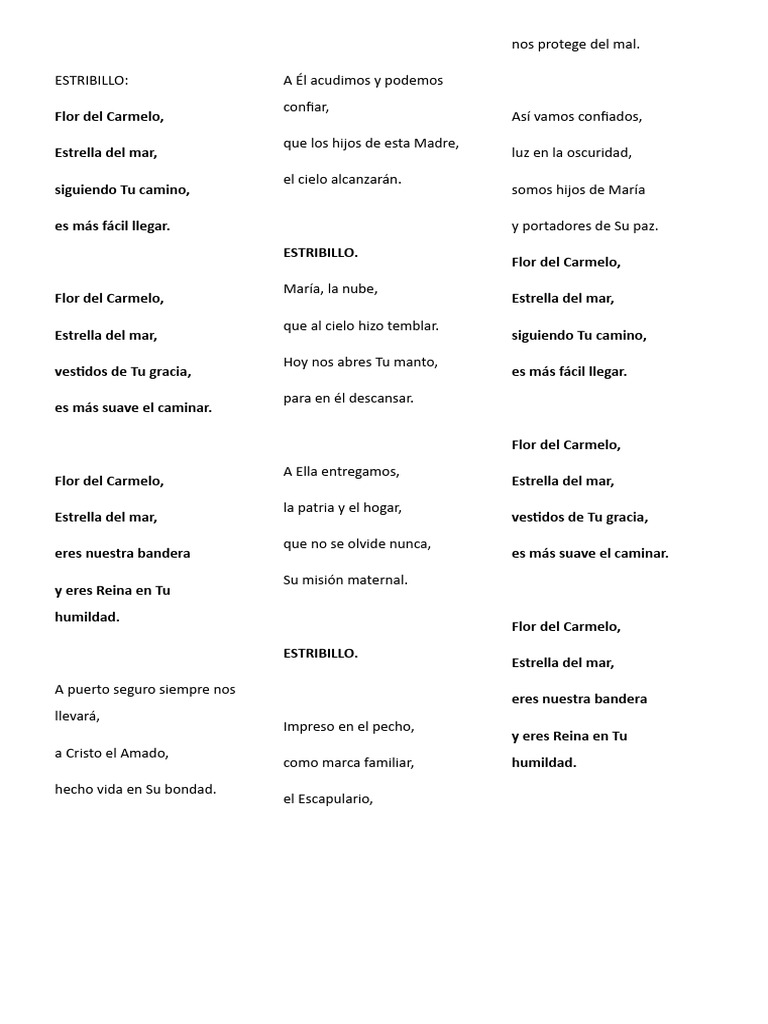 Flor Del Carmelo Letra | PDF