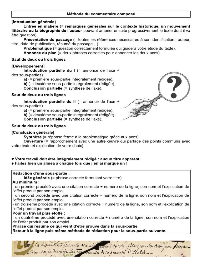 Méthode de Rédaction Du Commentaire Composé | PDF