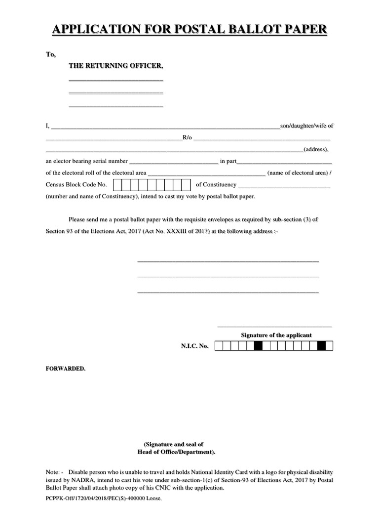 Postal Ballot Form | PDF