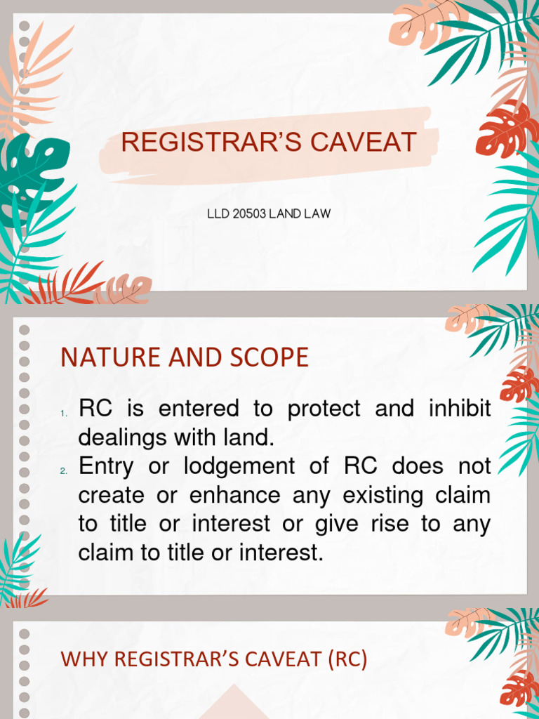 Registrars Caveat | PDF