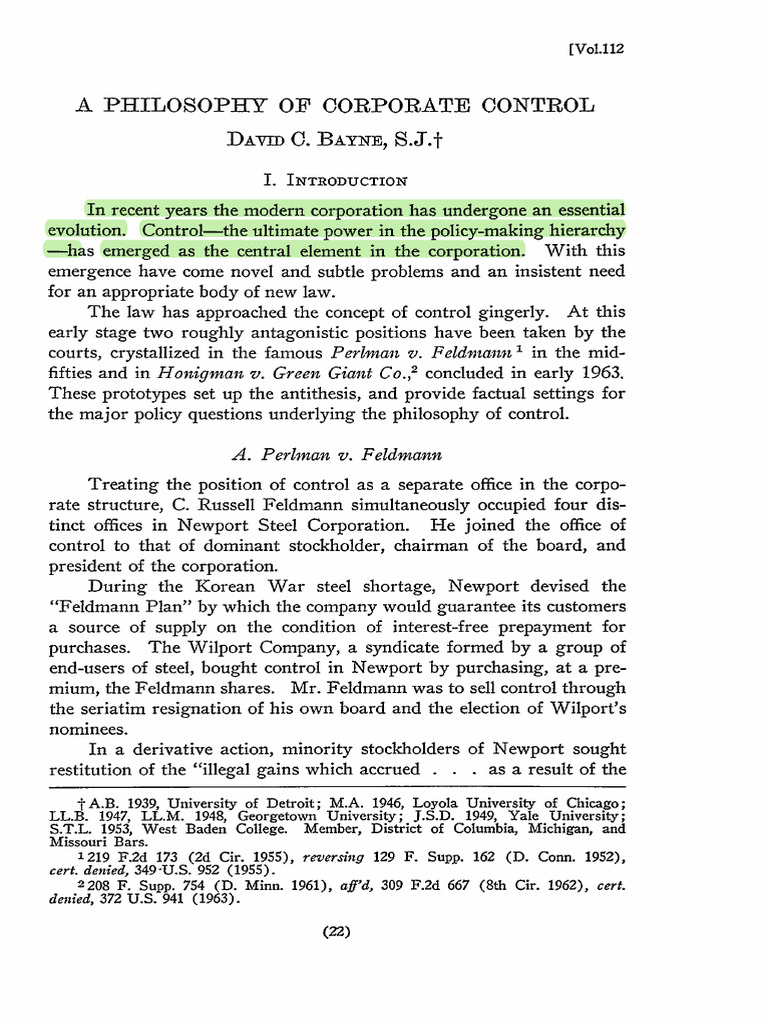 1-Philosophy of Corporate Control | PDF | Trust Law | Fiduciary
