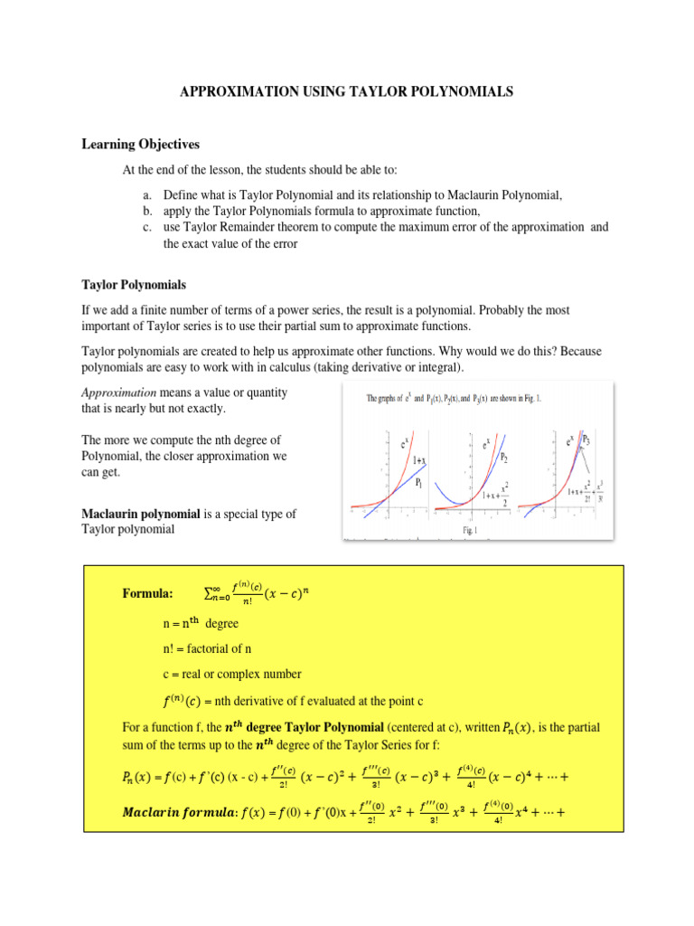 Chapter-2.-Lesson-4-Approximation-using-Taylor-Polynomial | PDF