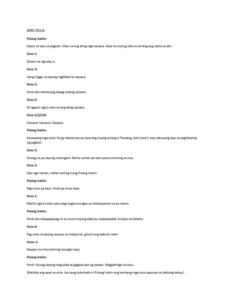 Filipino Dula Dulaan | PDF