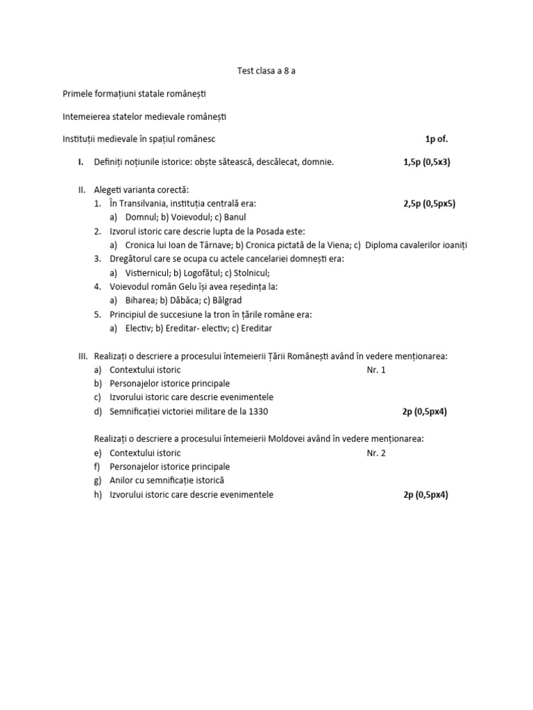 Test clasa a 8 a | PDF