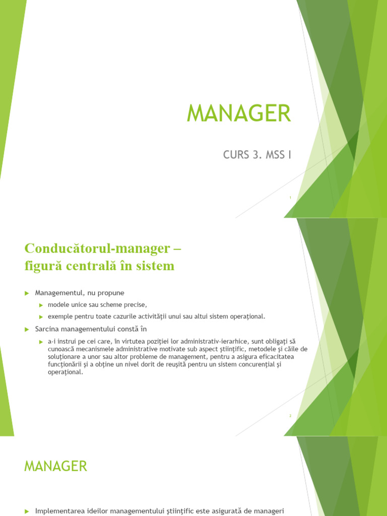 Curs 3. MANAGER | PDF
