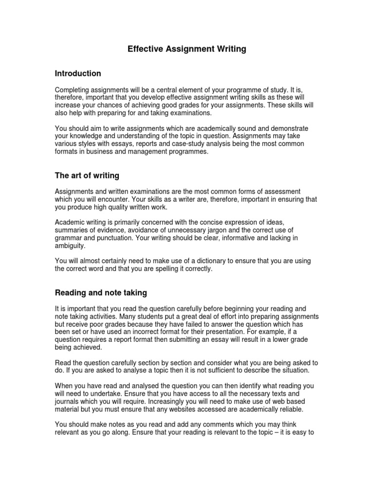 Effective Assignment Writing | Download Free PDF | Question | Essays