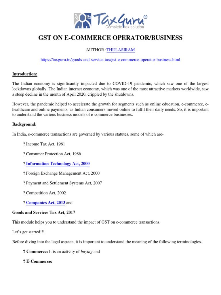 E Commerce Operator | PDF