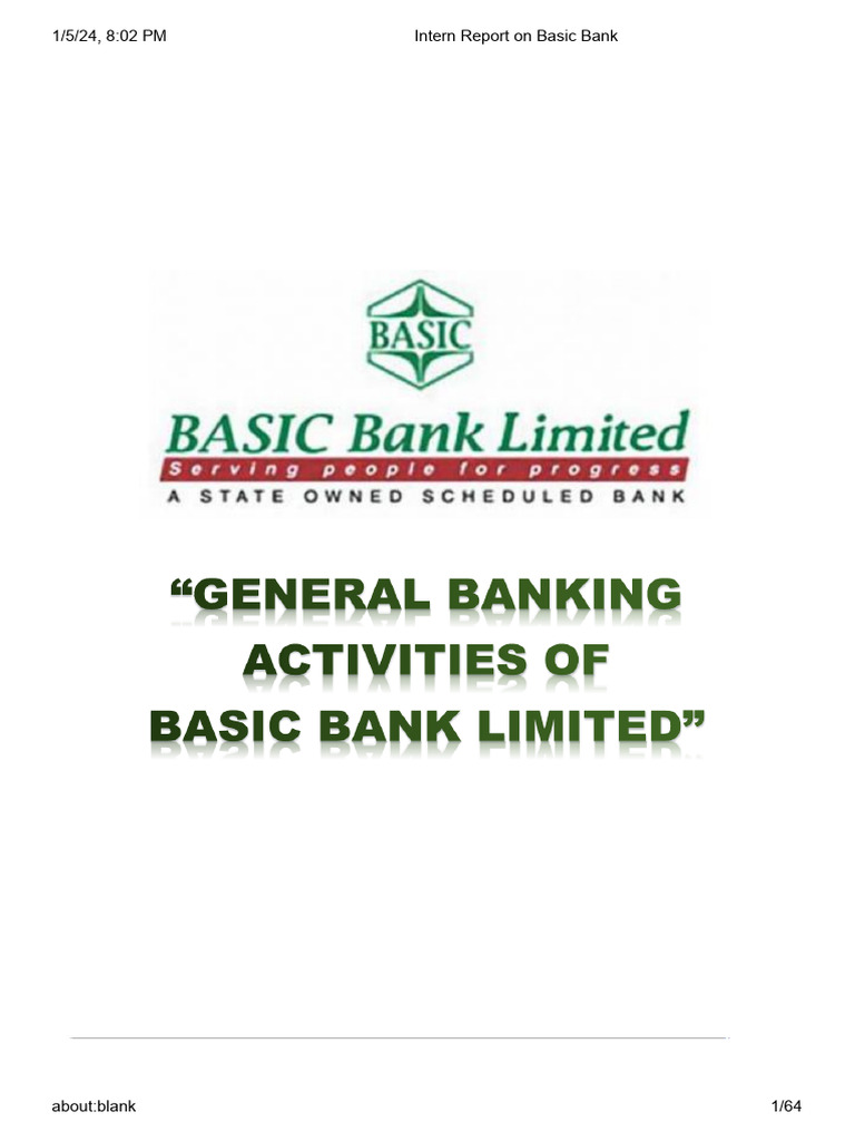 Intern Report On Basic Bank | PDF