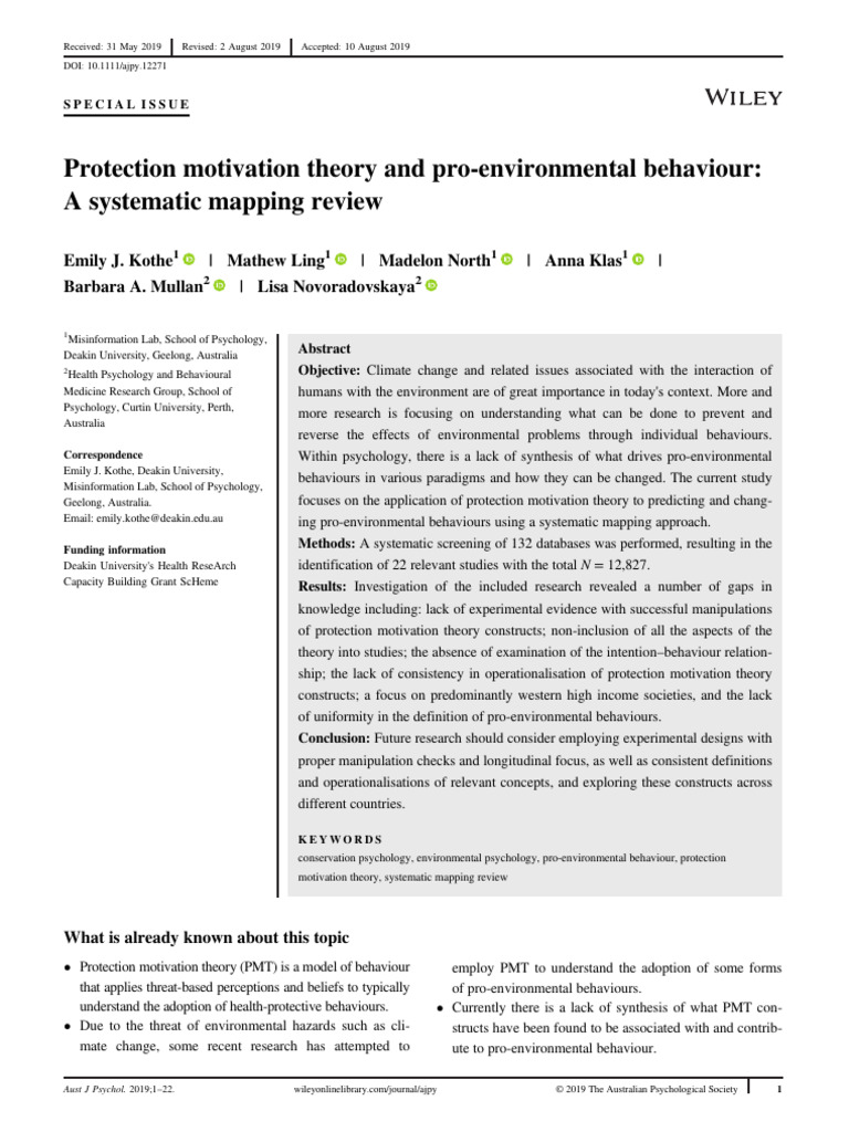 Kothe-2019-Protection Motivation Theory and Pro-Environmental Behaviour ...