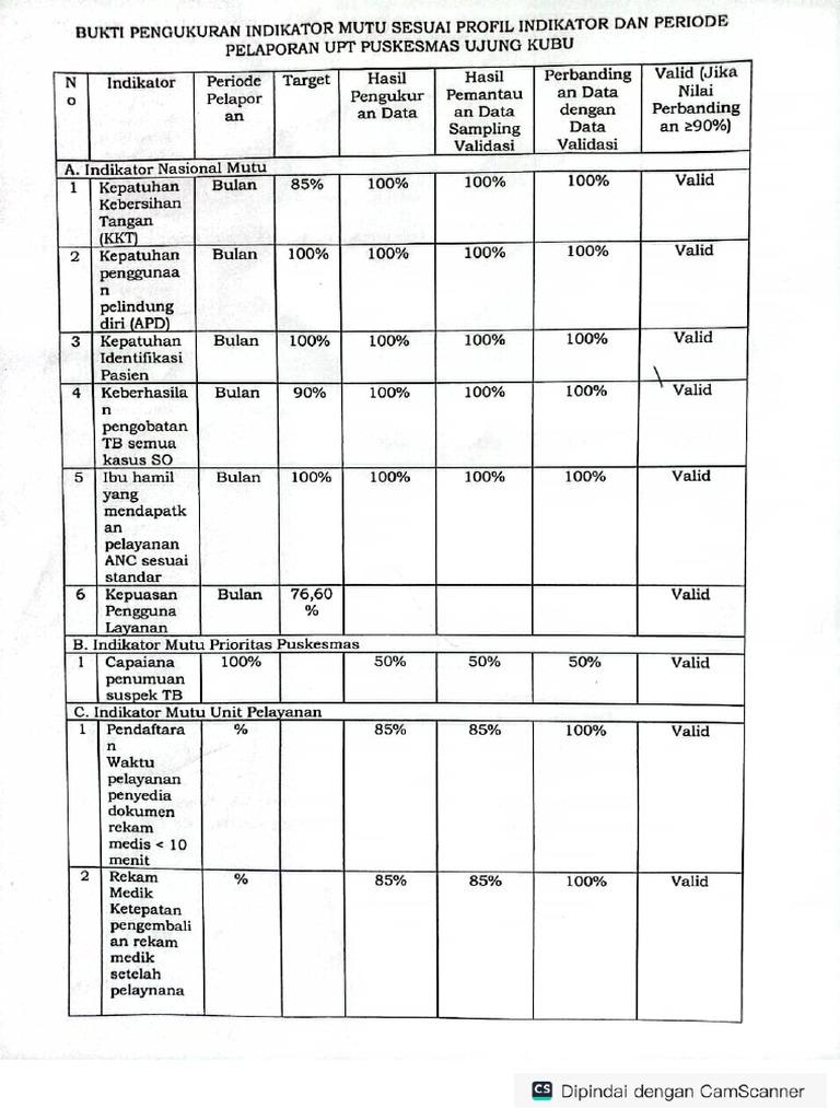 5.1.3.a Validasi Pengukuran Indikator Mutu | PDF