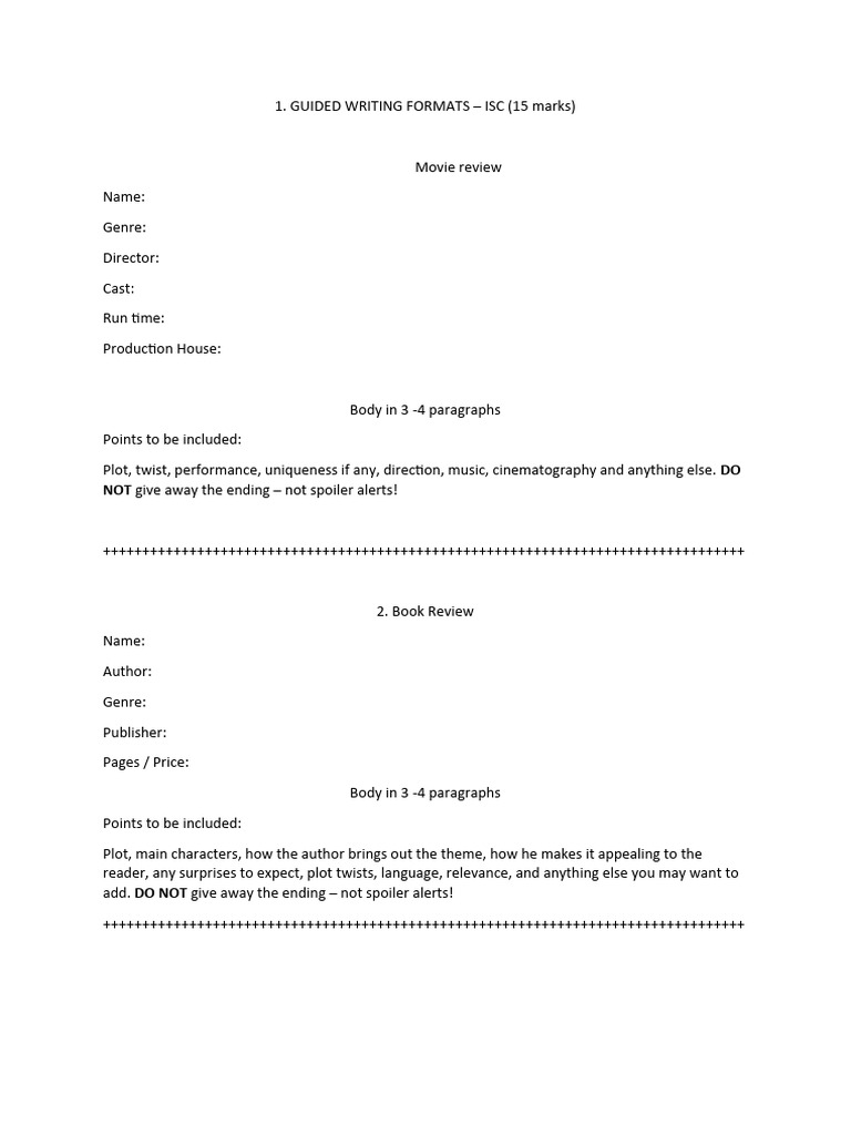 Guided Writing Formats | PDF